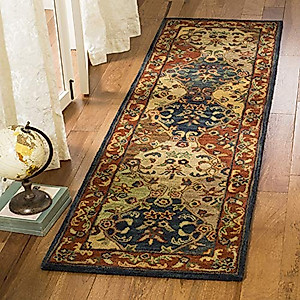 SAFAVIEH Heritage Collection Runner Rug - 2'3" x 12', Beige & Burgundy, Handmade Traditional Oriental Wool, Ideal for High Traffic Areas in Living Room, Bedroom (HG911B)