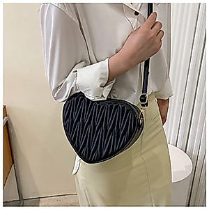 Fashion Heart Quilted Purses Shoulder Crossbody Handbags Evening Clutch Cellphone Wallet Purse for women (black)