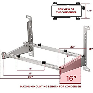TURBRO Wall Mount Stand for Mini Split Ductless Air Conditioner Heat Pump System, Sturdy Aluminum Alloy Bracket w/Dual Cross-Bars, Support Condenser up to 600 lbs (7,000-36,000 BTU)