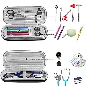 Zaracle Carry Case Storage Bag Protect Pouch Sleeve Box Case for 3M Littmann Classic III Stethoscope.Fits Prestige Taylor Percussion Hammer and Nurse LED Medical Penlight