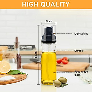 200ml Glass Olive Oil Sprayer for Cooking - Oil Dispenser Bottle Spray Mister - Refillable Food Grade Oil Vinegar Spritzer Sprayer Bottles for Kitchen, Air Fryer, Salad, Baking, Grilling, Frying