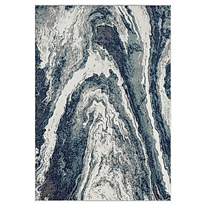 LUXE WEAVERS Abstract Wavy Marble Swirl Gray 8x10 Area Rug