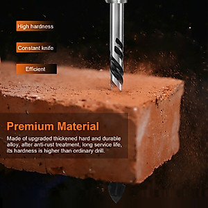 OCR 10Pcs Masonry Drill Bits Set, 1/8 to 1/2 Inch Bits for Power Drills, Professional Concrete Drill Bit Set for Tile Brick Cement Concrete Glass Plastic Cinder Block Wood