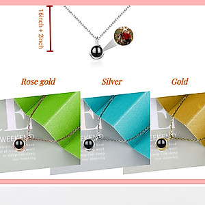 Personalized Photo Necklace Customized Photo Projection Necklace Round Pendant Necklace with Picture Inside Sterling Silver Projection Necklace Custom Jewelry Gifts for Women Wife Mom Christmas