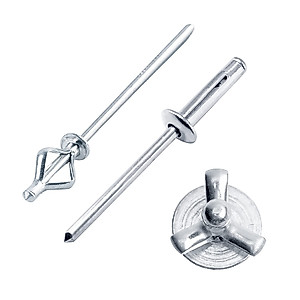 Jersvimc 3/16" x 1" Trifold Exploding Pop Rivets, Solid Aluminum Tri Grip Rivets Bulb Style Rivets Large Flange Rivets Big Headed Rivets for Kayak Marine Boat - 50Pcs