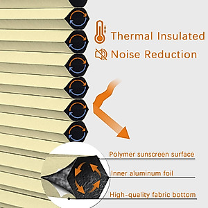 Persilux Custom Size Cellular Shades Cordless 100% Blackout Roller Shades Honeycomb Blinds Waterproof UV Protection Roller Window Shades for Home, Bedroom and Kitchen Door Cream