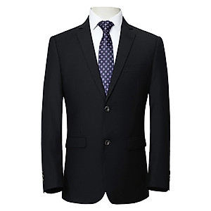 Men's Slim Fit Casual Blazer Jacket 2 Buttons Notched Lapel Formal Dress Jacket Lightweight Business Sport Coat (Black,Large)