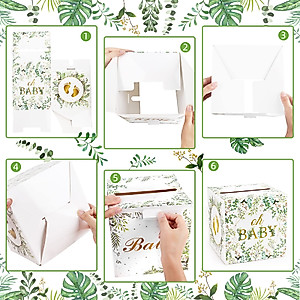Floral Baby Shower Card Box Favors Post Box Cardboard Receiving Money Box Holder for Reception, Baby Showers, Anniversary, Baby Birthday Party Table Centerpiece Decorations