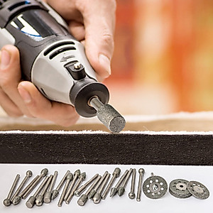 Diamond Burr Set for Dremel, Rotary Tool Grinding Cutting Wheel Stone Glass Tile Jewelry Engraving Rock Etching Masonry 1/8” Die Grinder Carving Cutter Metal Engraver Kit - 32pc Set