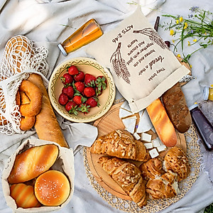 Vesici 8 Pcs Large Linen Bread Bag for Homemade Bread Reusable Container and Saver Drawstring Storage Bags Unbleached Storage Container Keeper for Bakery 12" x 15" (Elegant Style)