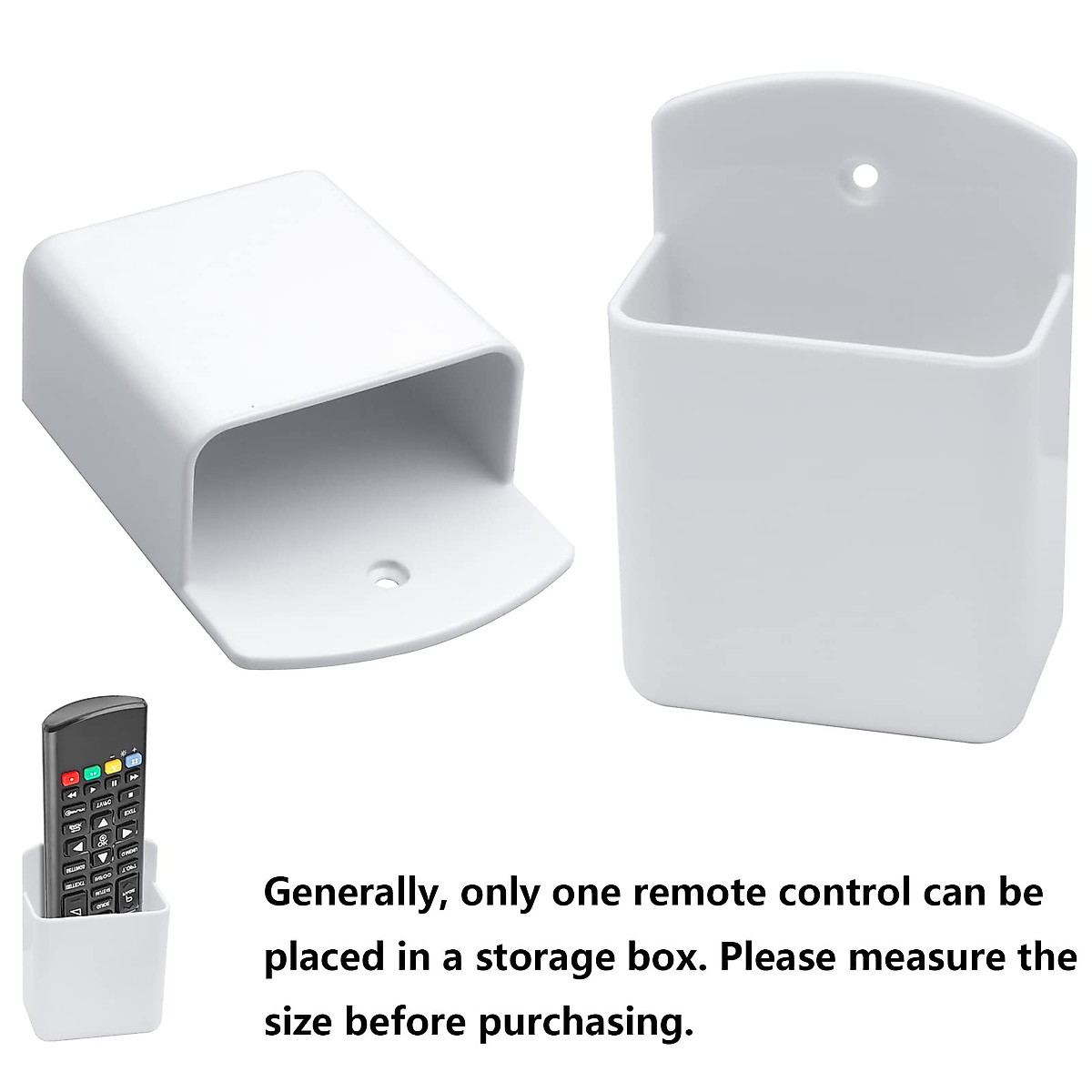 AOAOYING Remote Holders Remote Control Holder Wall Mount Media Storage Box for Home Headboard Office Playroom Bedroom Parlor Self Adhesive Atorage Box (White 4 Pack)