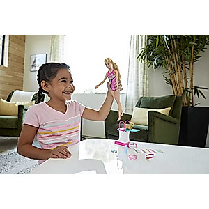 Barbie Dreamhouse Adventures Swim 'n Dive Doll, 11.5-Inch, in Swimwear, with Swimming Feature, Diving Board and Puppy, Gift for 3 to 7 Year Olds