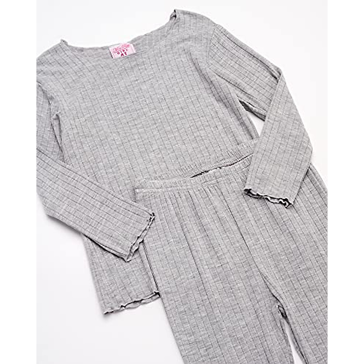 Mon Petit Baby Girls' Pajama Set - 8 Piece Rib Knit Sleepwear Shirt and Jogger Pants (12M-7), Size 4T, Light Pink/Grey/Ivory/Pink