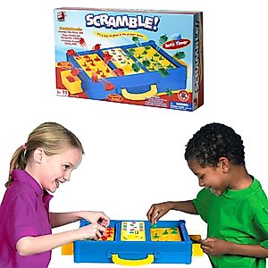 MUKIKIM Scramble - Shape Matching Family Board Game! Sorting Shapes Fast Before The Time is Up & Pieces Pop Out! Play Solo/with Friends. 12-Shape Junior Version Plates Included!