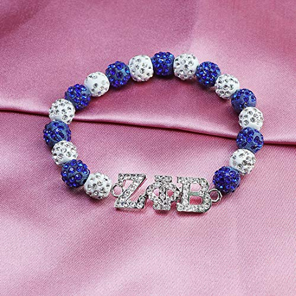 TongXin Zeta Phi Beta Sorority Paraphernalia Gift ZPB Brooch Crystal Beaded Bracelet 1920 Finer Women Jewelry Greek Sorority Jewelry Gift for Sisterhood (ZPB Bracelet)