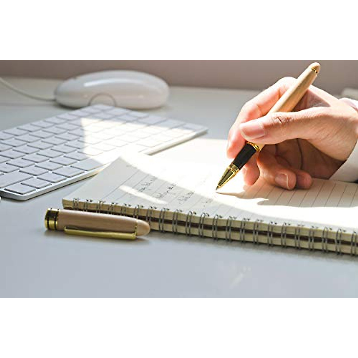 Ballpoint Pens - Handcrafted Twist to Open Wooden Ball Pen and Luxurious Smooth Writing Classic Executive Business Elegant Signature Gel Pen with Cap, Set of 2 in Luxury Wooden Gift Box by Leporem