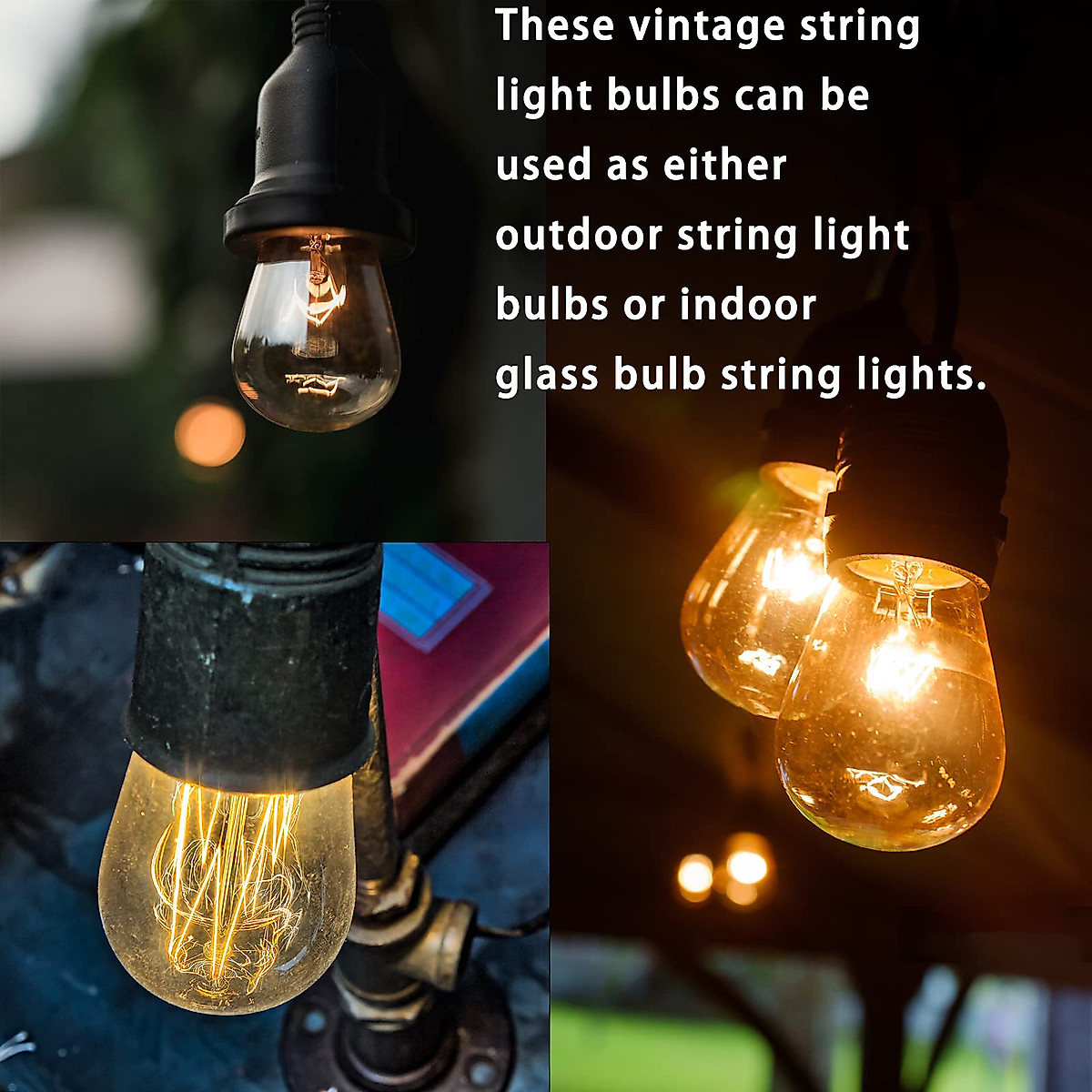 S14 Replacement Light Bulbs for String Lights, 11 Watt E26 Medium Standard Base, S14 Clear Glass Bulbs, Edison Bulb String Lights Bulbs for Outdoor Patio Garden Vintage String Lights(6 pack)