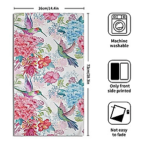 Pink Blue Floral Hand Towels Hummingbird Wild Floral Kitchen Dish Towel Set of 2 Spring Summer Decor Towel Set for Bathroom, Hotel, Gym and Spa
