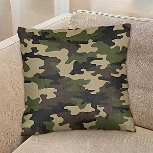 DOHOATU Pillow Covers 16x16 Set of 2, Camouflage Green Decorative Throw Pillow Covers Camo Print Pillowcase Farmhouse Cushion Cases for Sofa Couch Outdoor Home Decorations