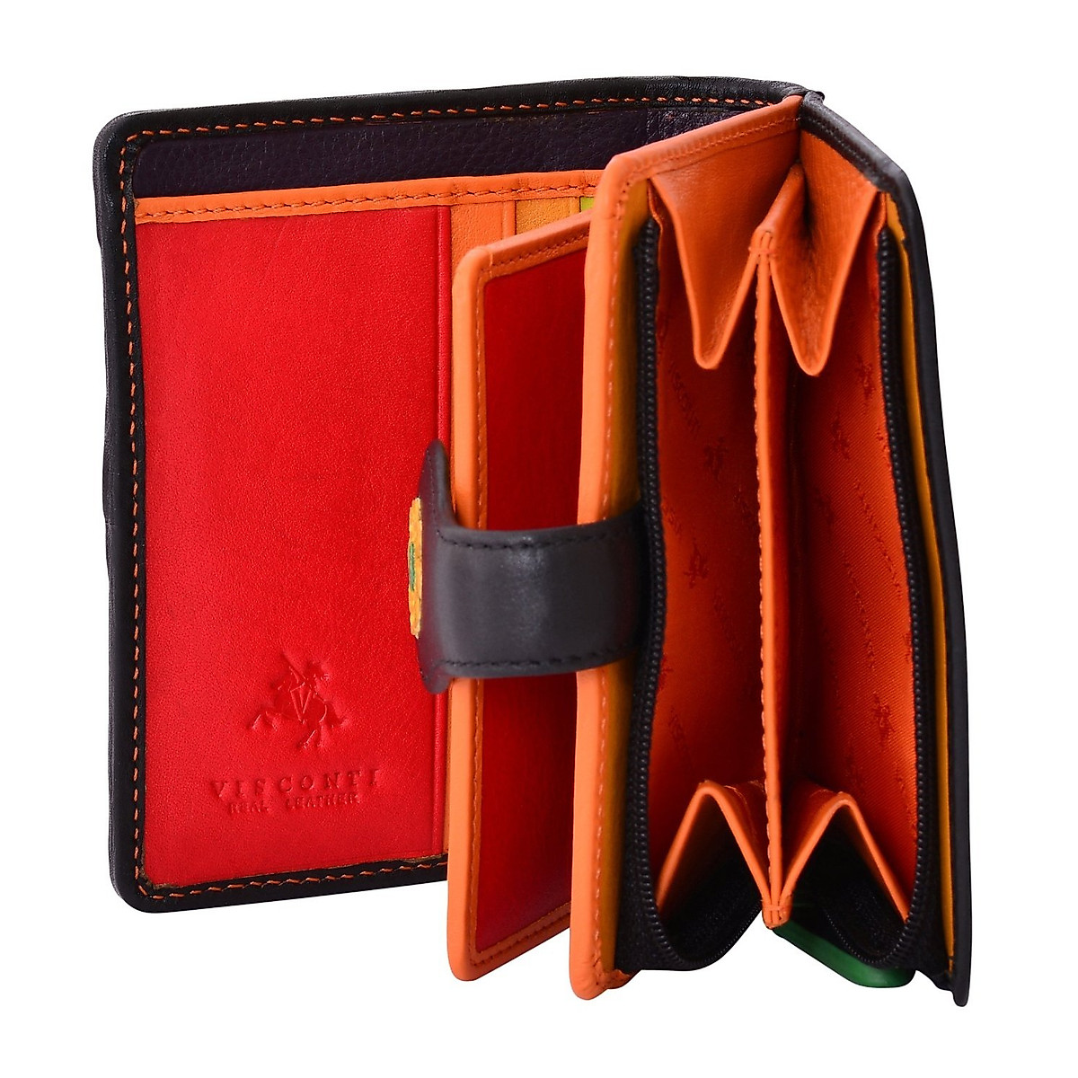 Visconti Sunshine DS-80 Womens Floral Multi Colored Bifold Wallet - Black Multi