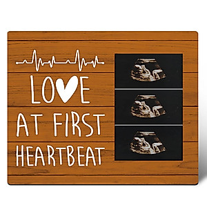 Baby Ultrasound Picture Frame, Love at First Heartbeat, New Mom Gifts, Baby Pregnancy Announcements Gifts for First Time New Dad Mom Ready to Be, Baby Shower Gifts for First Time Parents Ready to Be