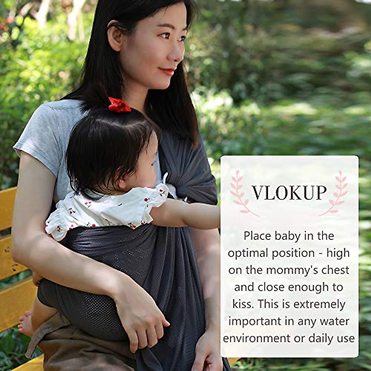 Vlokup Baby Water Ring Sling Carrier | Lightweight Breathable Mesh Baby Wrap for Infant, Newborn, Kids and Toddlers | Perfect for Summer, Swimming, Pool, Beach | Great for Dad Too Grey