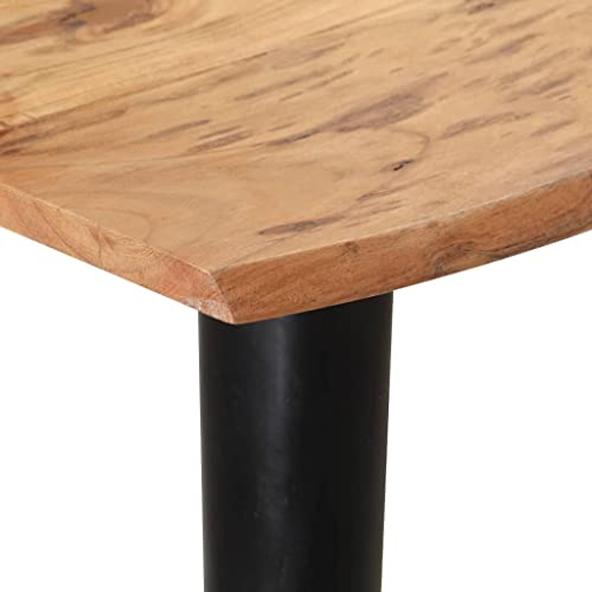 YAFF 63-Inch Dining Table, Solid Wood Dining Table with Steel Legs, Rustic Natural Finish Kitchen Desk, Easy Assembly, Natural & Black