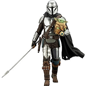 Kotobukiya Star Wars: The Mandalorian & Grogu with Beskar Staff ARTFX+ Statue, Multicolor