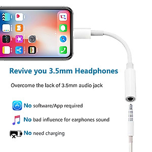 (Latest Version) iPhone Adapter，3 Pack Apple Lightning to 3.5mm Jack Aux Audio Accessories Headset Splitter Adaptor Compatible for Music Compatible with iPhone 14/13/XS/7 8 Support All iOS System