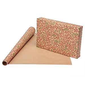 American Greetings Winter Wrapping Paper, Red, Green and Kraft (4 Pack, 80 sq. ft.)