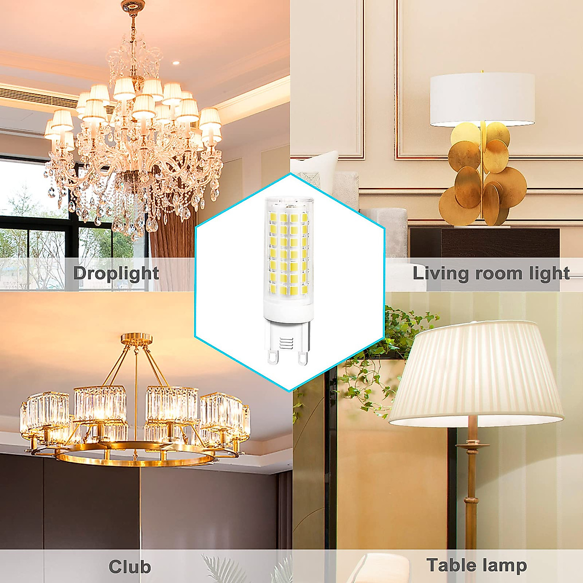 cartaoo G9 Led Bulbs, Dimmable Led Light Bulb(60W Halogen Equivalent),6000k Daylight White,120V No-Flicker Light, Chandelier Lighting Led Bulbs 700LM, pack of 2(daylight white)