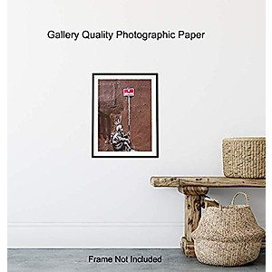 No Trespassing Sign - Banksy Wall Art Poster - 8x10 Urban Street Art Mural Print - Room Decor for Home, Apartment, Dorm, Bedroom, Living Room - Gift for Native American Indian Teens, Graffiti Fan