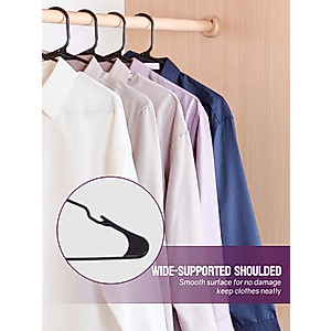 Pretigo 50 Pack Black Plastic Hangers Bulk | 50 100 Pack Available | Clothes Hangers Plastic, Black Hangers Plastic, Lightweight Plastic Hanger as Closet Hangers, Clothing Hangers - Hangers 50 Pack
