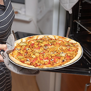 LIANYU 4 Pack Pizza Pan Set, 11.8 Inch Stainless Steel Pizza Serving Tray for Oven Baking, Nonstick Round Pizza Plate,Dishwasher Safe