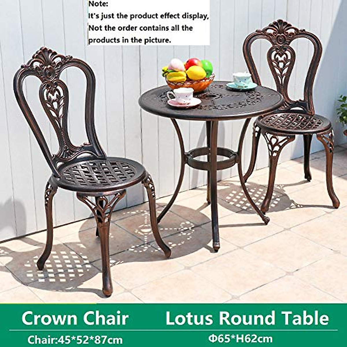 2pcs Crown Chair Needs Assembly Cast Aluminium Table and Chair Sets Outdoor Garden Patio Furniture Bistro Set Weatherproof with Timeless Design