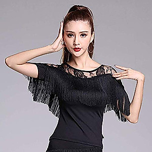 Fringe Trim Tassel 6 inch Wide 5 Yards Long for Clothes Accessories Latin Wedding Dress DIY Decoration (Black)