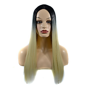 Long Straight Hair Wigs for Women High temperature Silk Synthetic Wig for Cosplay Party Daily Wear Halloween Party (F)