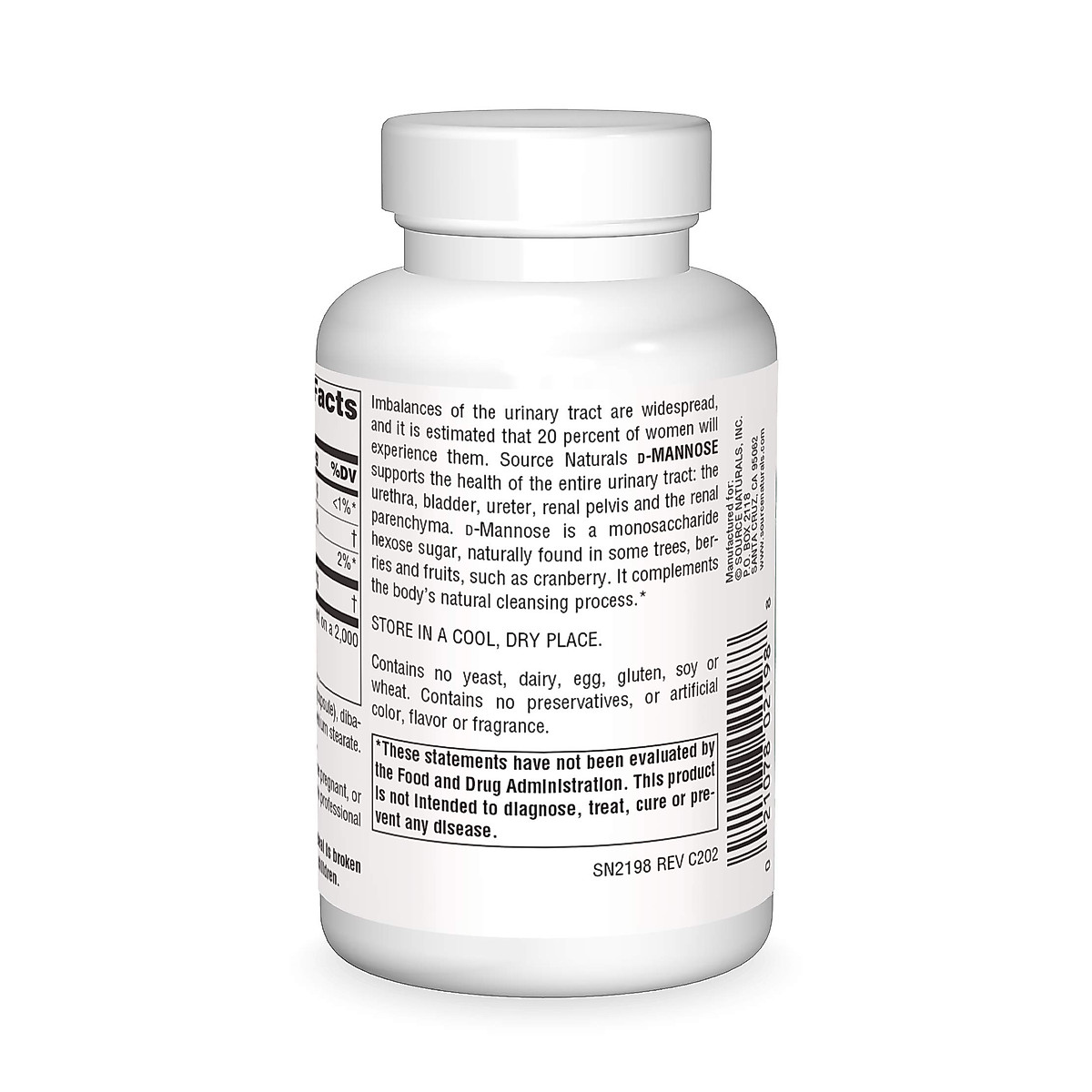 Source Naturals D-Mannose, Potent Urinary Tract & Bladder Health Support*, 500mg - 60 Capsules