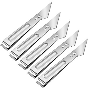 TorSor 5 Pack 2in1 Fish Bone Tweezers Chicken Meat Feather Remover Puller Seafood Tool Poultry Scissors Knife Intestine Cutter Kitchen Slant Pliers Debone Salmon Catfish Bass Hair Plucker Clip