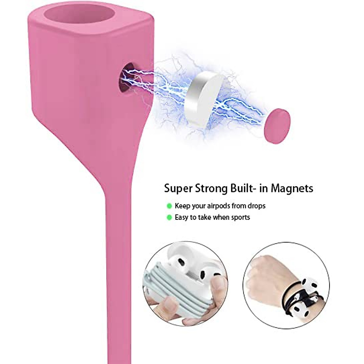 Loirtlluy 4 in 1 Anti-Lost Accessories for Airpods 3, Airpods 3 Strap Magnetic Cord, Ear Hooks and Covers Compatible with Airpod 3rd, Watch Band Holder, Pink