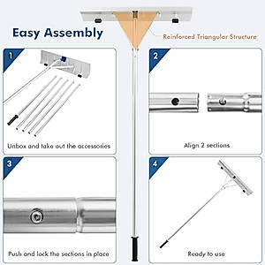 Goplus Snow Roof Rake, 5ft-20ft Extendable Aluminum Snow Removal Tool Shovel with Wheels, 26" Blade & 5-Section Tubes for Snow Leaves Debris Car, Scratch Free