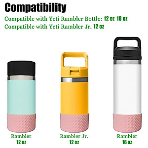 Acemoo Safer Silicone Boot Sleeve for YETI Rambler 12 oz 18 oz and Rambler Jr 12 oz, Anti-Slip, Less Noise, Diamond Embossed Boot for YETI Rambler Bottle - Dishwasher Safe