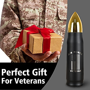 qchdln 17 OZ Veteran Bullet Tumbler with Lid - Ideal Gifts for Men Father's Day, Birthday, Veterans Day, Christmas - Perfect for Air Force, Navy, Army, Military & Veterans Cup