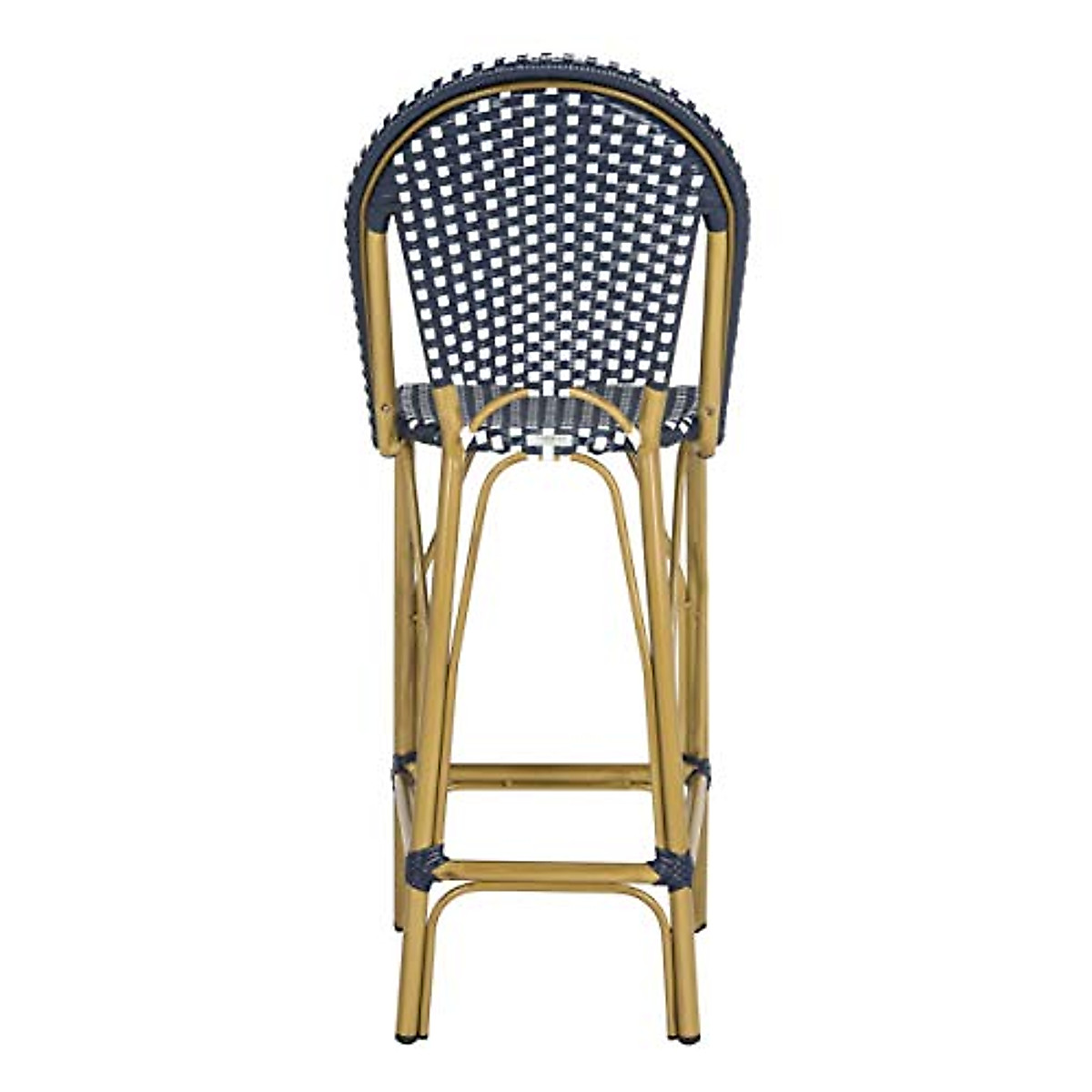 Safavieh PAT4008A Collection Ford Navy and White Indoor/Outdoor Stacking French Bistro Bar Stool