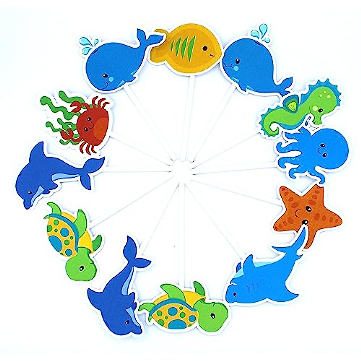 Under the Sea Animals Cupcake Toppers 12 PCS, Cake Picks, Baby Shower, Animals Birthday Party Decorations Supplies, Ocean Sea Themed …