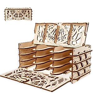 UGears 3D Puzzle for Board Games - Wooden Card Holder for 12 Sets of Playing Cards - Unique Mechanical Devices for Family Tabletop and Role-Playing Games - Wooden Construction Kits for Adults