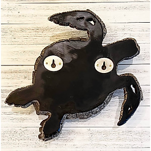 Sea Turtle Decorative Art Sculpture - Rustic Driftwood Finish - Nautical Ocean Beach Coastal Decor - Table Top or Wall Mount