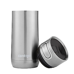 Contigo Luxe Autoseal Travel Mug, Stainless Steel Thermal Mug, Vacuum Flask, Leakproof Tumbler, dishwasher safe, Coffee Mug with BPA Free Easy-Clean Lid, Stainless Steel, 360 ml