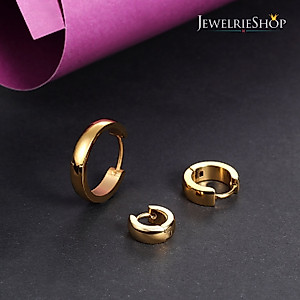 JewelrieShop Hoop Earrings Set Gold Surgical huggie Earrings, Hypoallergenic Huggie Ear Piercings Endless Huggie Hoop Earrings for Men Earrings (Gold, Black, Stainless Steel Hoop Earrings)