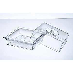 Clear Premium Acrylic Square Serving Tray with Lid (7.5" x 7.5" x 3.88", Pack of 6) - Perfect for Parties, Events, & Dining